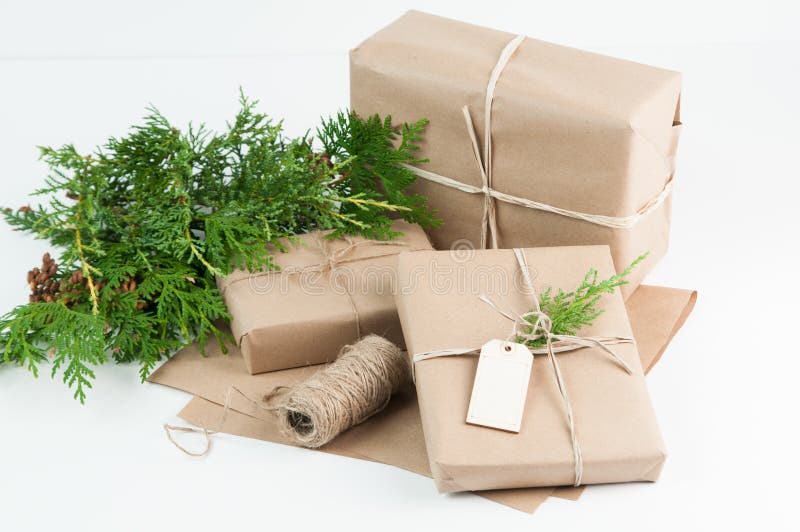 Brown Paper Packages Wrapped Up with String Stock Photo - Image of ...