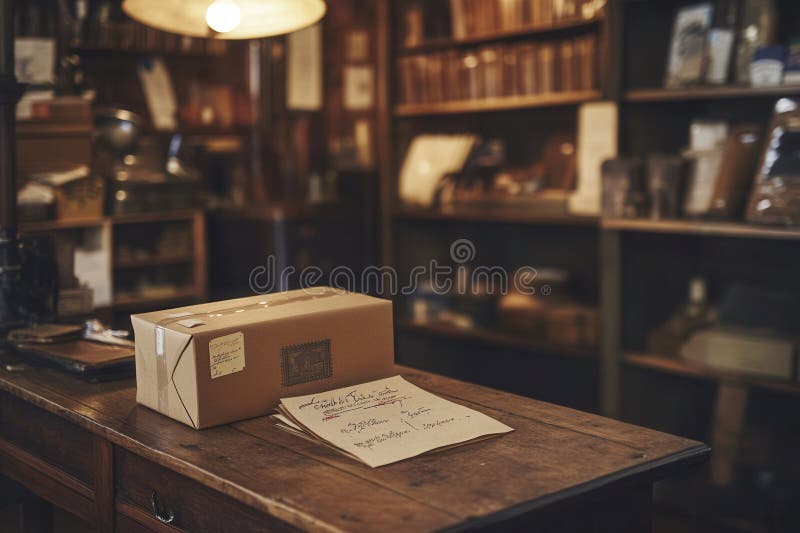 Brown Paper Parcel with Handwritten Notes on a Wooden Desk in a ...