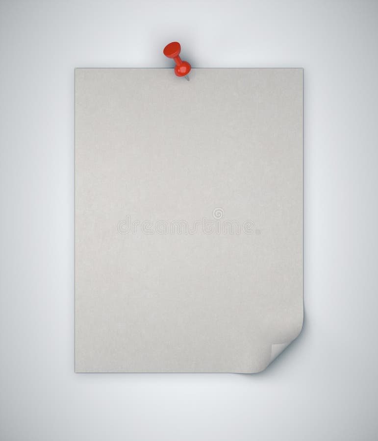 Brown Paper Pinned on White Wall Stock Illustration - Illustration of ...