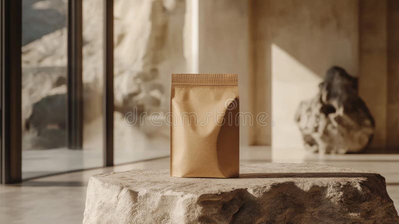 Brown Paper Product Packaging on Beige Stone Stock Illustration ...
