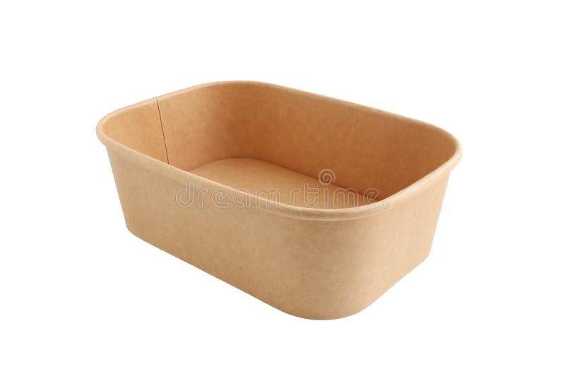 Brown Paper Rectangular Food Container Perspective View Isolated on ...