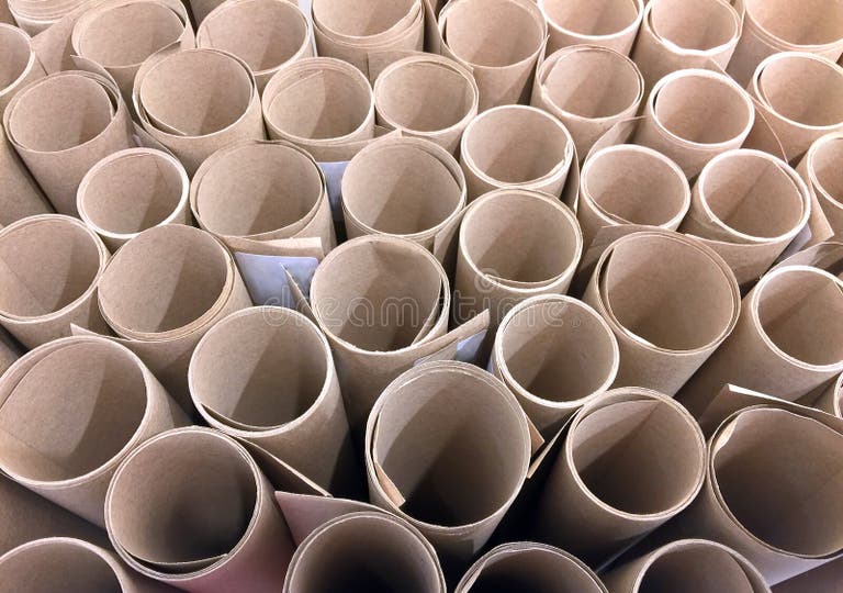 Brown Paper Rolls Background Stock Photo - Image of tube, pattern ...