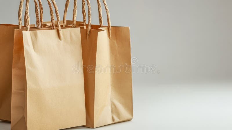 Brown Paper Shopping Bags on White Background Stock Illustration ...
