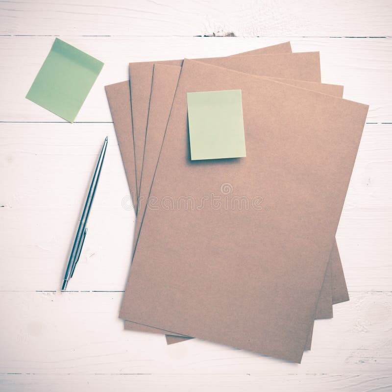 Brown Paper with Sticky Note Vintage Style Stock Image - Image of ...