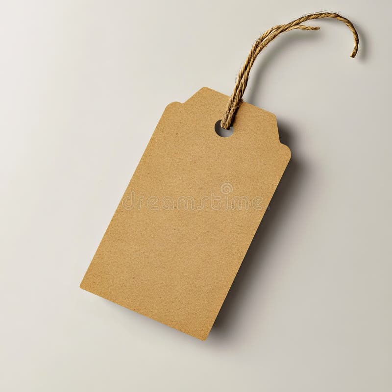 A Brown Paper Tag with a String Attached To it Stock Photo - Image of ...