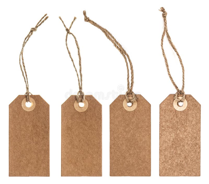 Brown Paper Tag with Metal Rivet Isolated on White Stock Image - Image ...