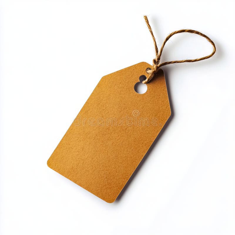 A Brown Paper Tag with a String Tied Around it Stock Image - Image of ...