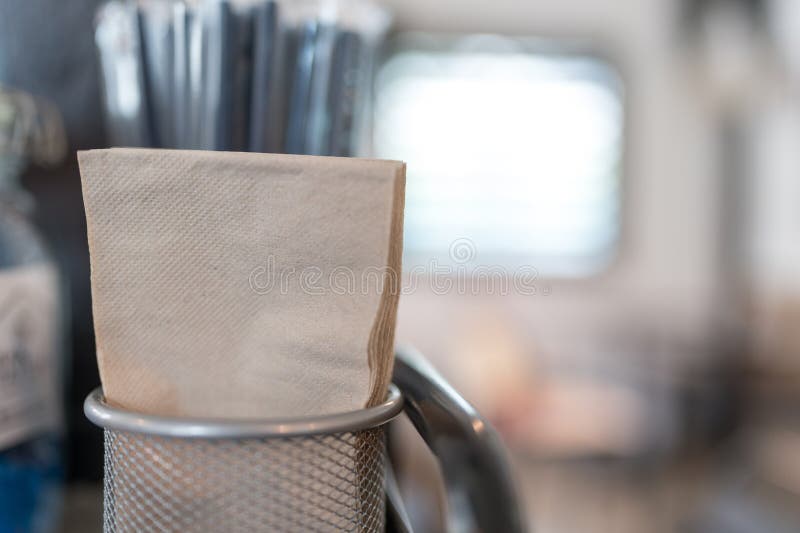 Brown Paper Tissues on Service Table at Cafe Stock Image - Image of ...