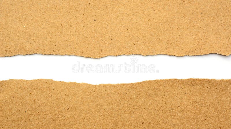 Brown Paper Was a Tear on a White Background Stock Image - Image of ...