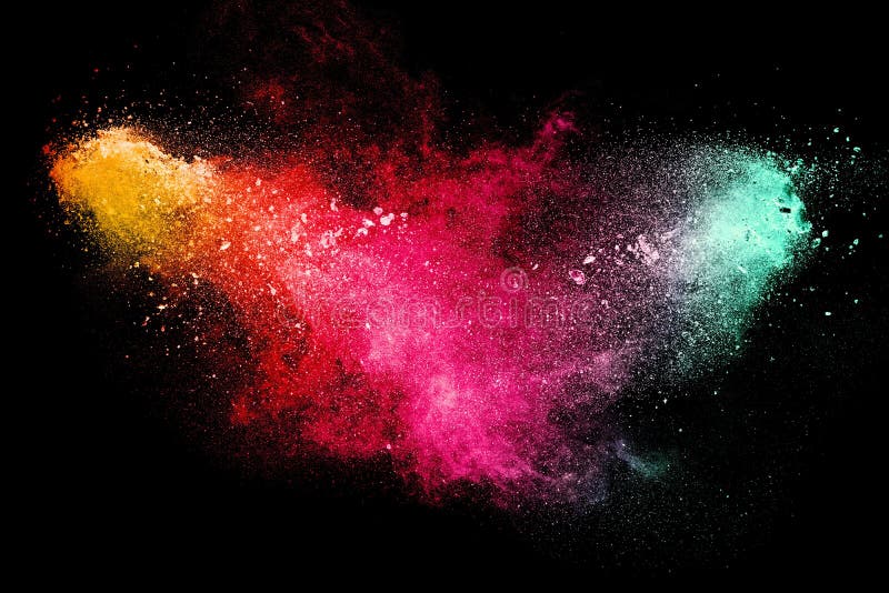 Brown Particles Exploding on Black Background, Brown Dust Splashing ...