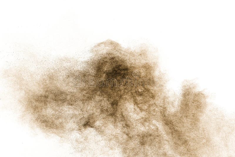 Brown Particles Splash on White Background. Brown Dust Splatter Stock ...