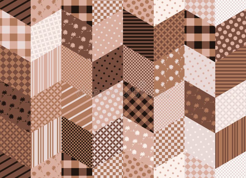 Brown Patchwork Pattern. Seamless Print in Chocolate Colors Stock ...