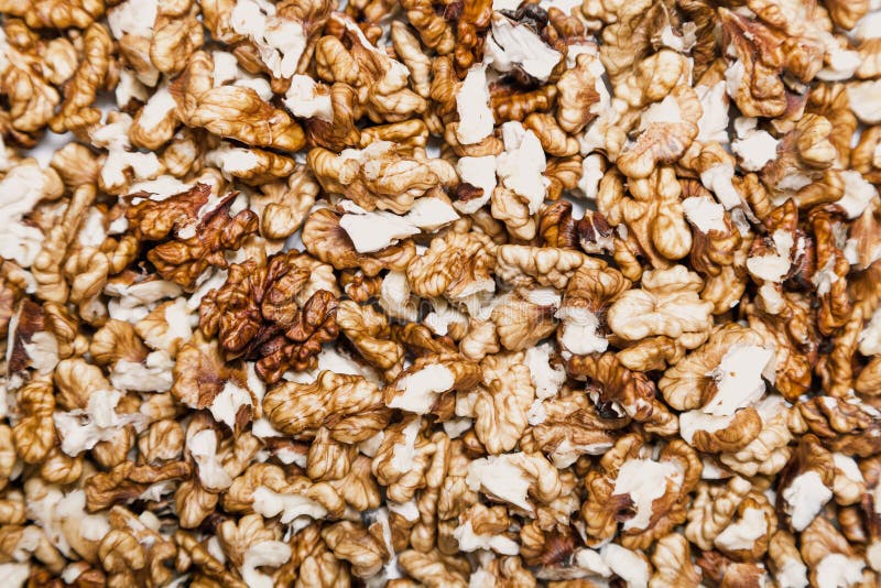 Peeled Nuts are an Even Layer. View from Above Stock Image - Image of ...