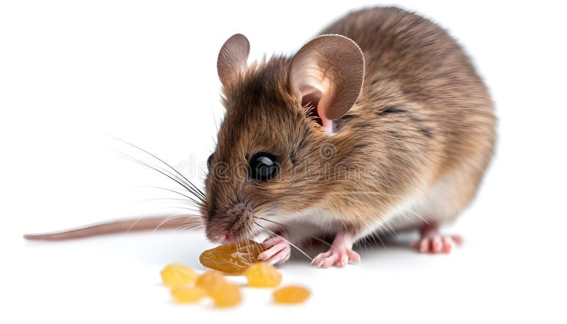 Brown Pet Mouse Eating a Raisin on White Stock Illustration ...