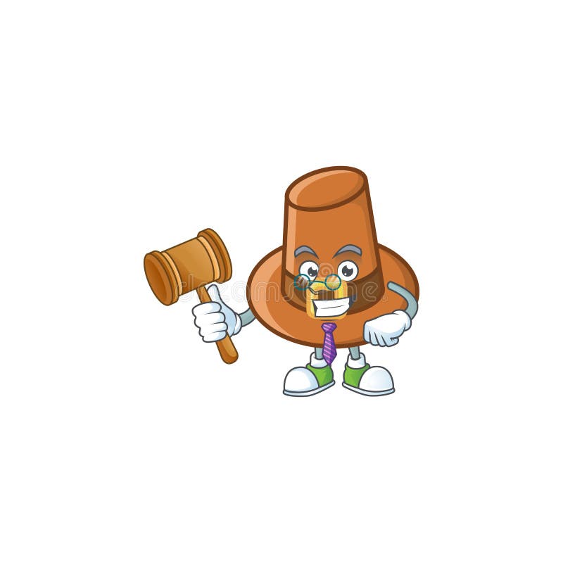 Brown Pilgrim Hat Cartoon with Mascot Judge Stock Vector - Illustration ...