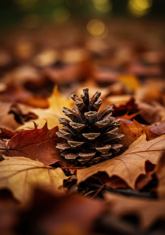 Brown Pine Cone on Autumn Leaves Stock Illustration - Illustration of fall, forest: 387325588