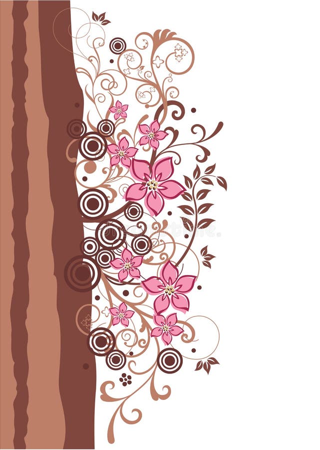 Brown Floral Pattern Border