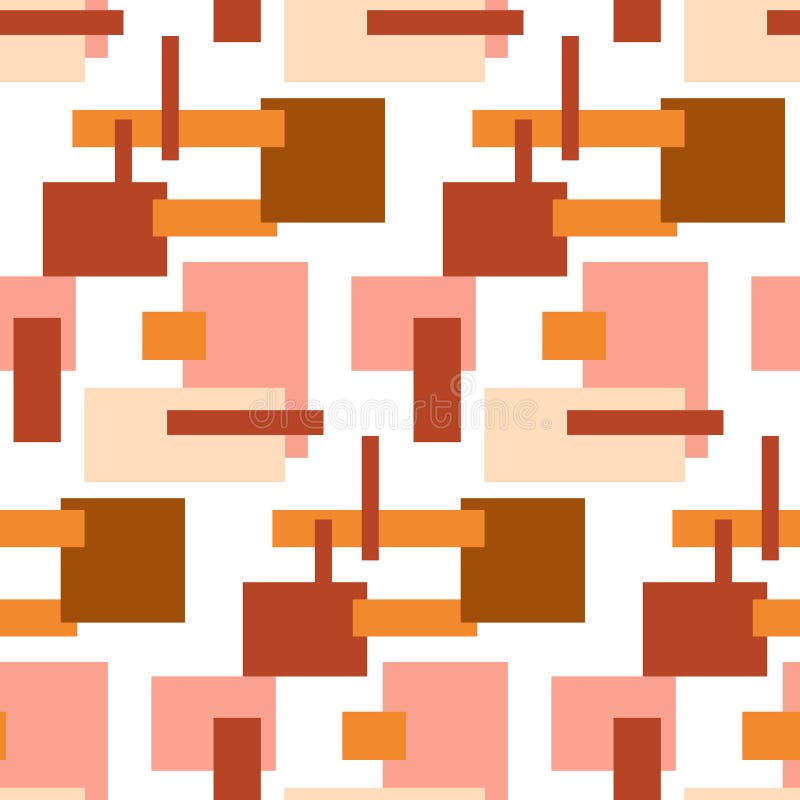Brown and Pink Geometric Shapes on a White Background. Seamless Pattern ...