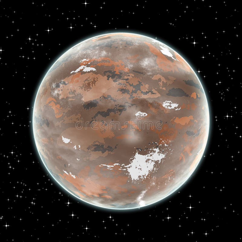 Brown planet in space stock illustration. Illustration of orbit - 65684596