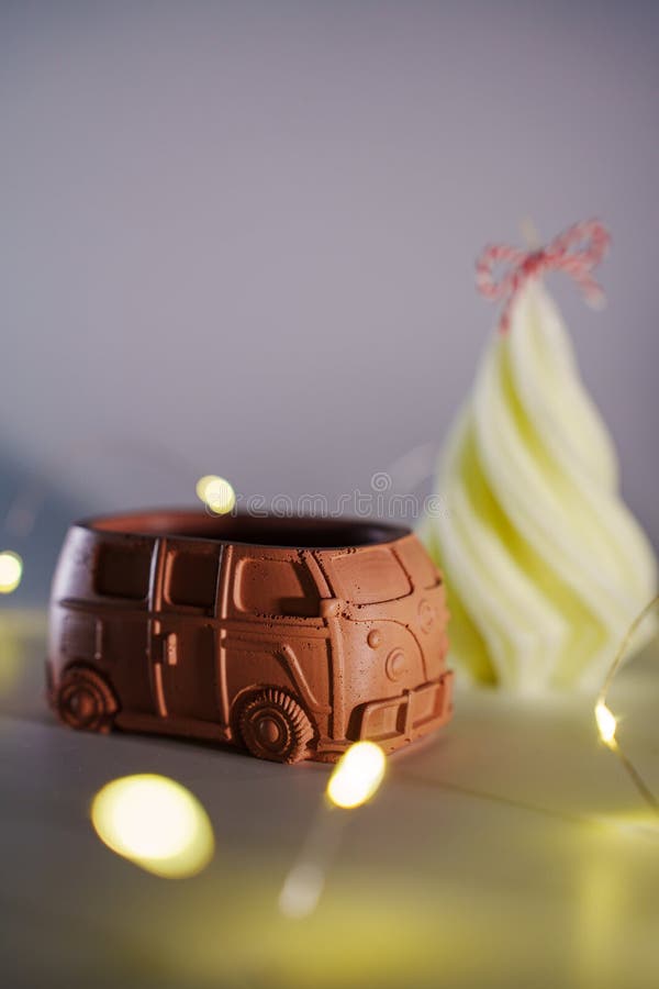 Brown Plaster Box Bus Shaped Box. Stock Image - Image of travel, city ...