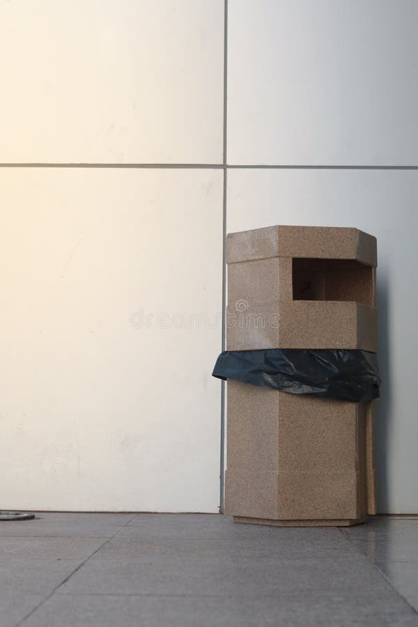 Brown Plastic Recycle Bin and Black Bag in the Hotel. Stock Photo ...