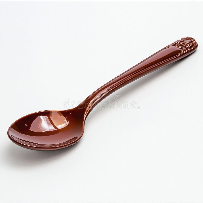 Brown Plastic Spoon on White Background Stock Illustration ...