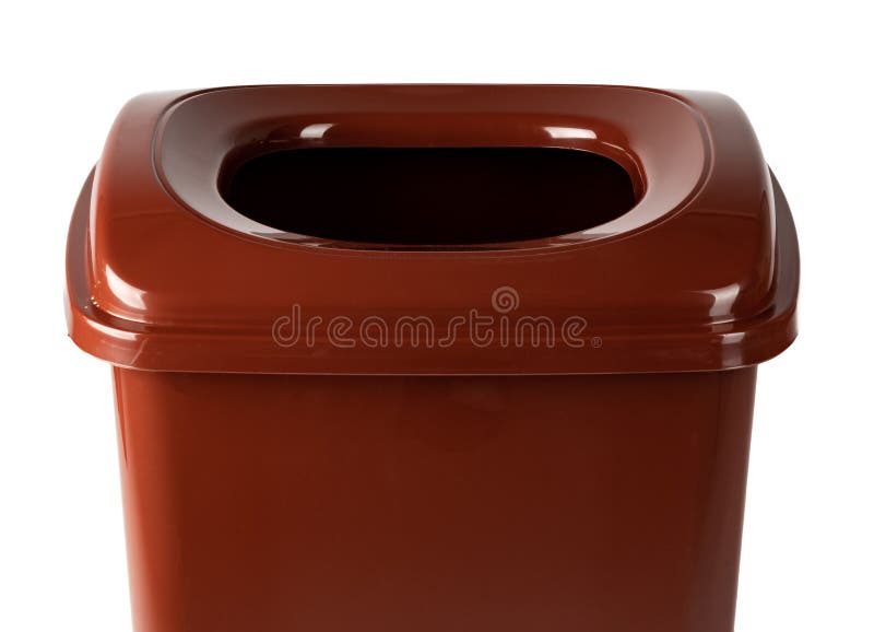 Brown Plastic Waste Bin Isolated on White Background Stock Photo ...