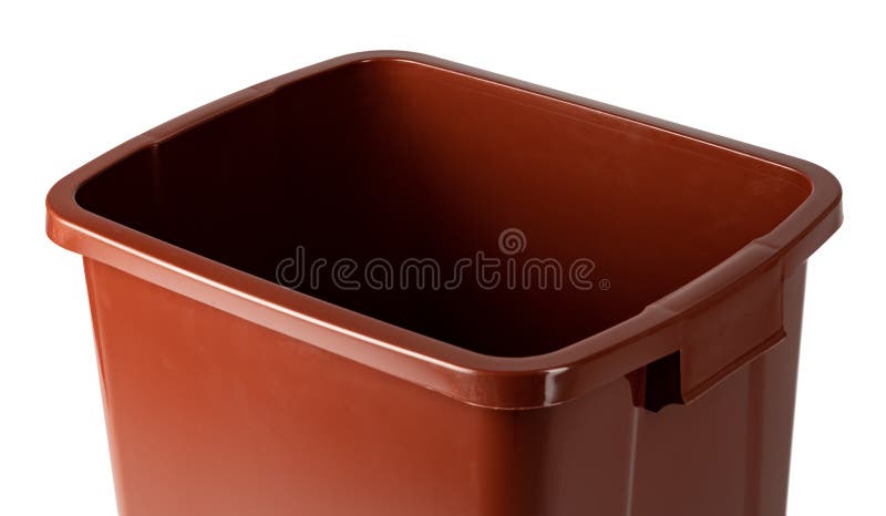 Brown Plastic Waste Bin Isolated on White Background Stock Image ...