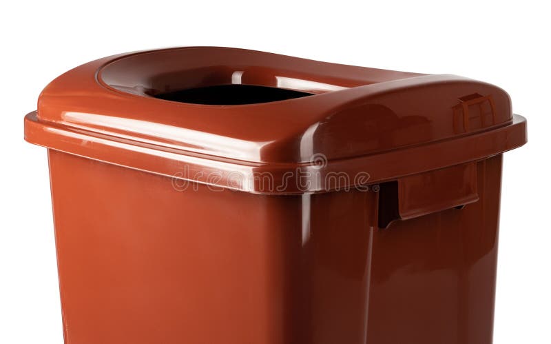 Brown Plastic Waste Bin Isolated on White Background Stock Photo ...