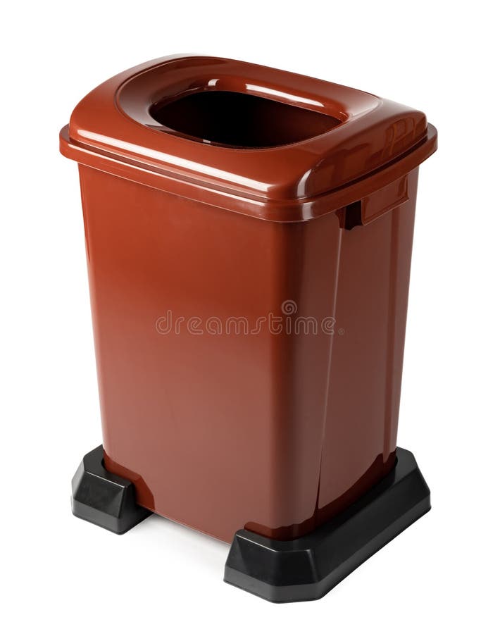 Brown Plastic Waste Bin Isolated on White Background Stock Image ...