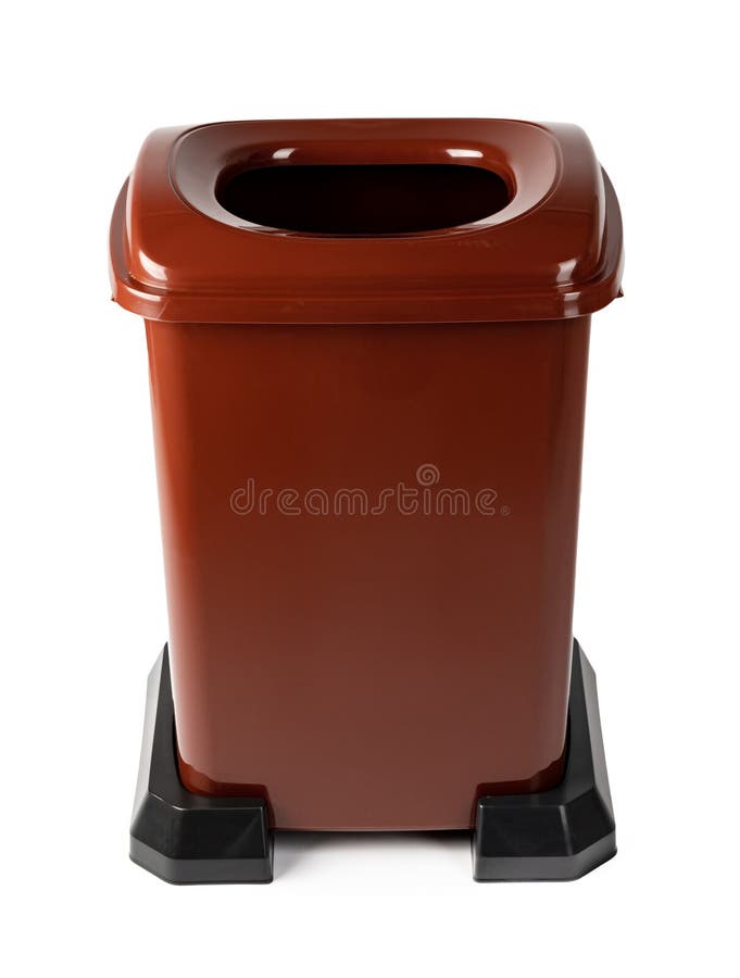 Brown Plastic Waste Bin Isolated on White Background Stock Photo ...