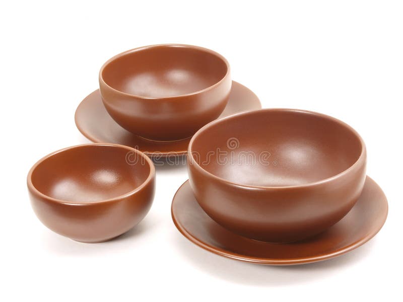 Brown plates stock image. Image of ceramics, white, circle - 7613913