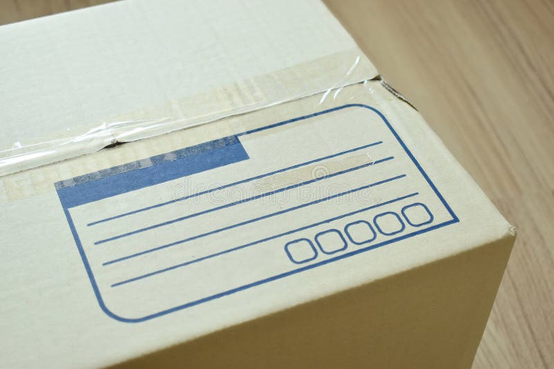 Brown Post Box Packaging Put on Wood Floor Stock Image - Image of ...