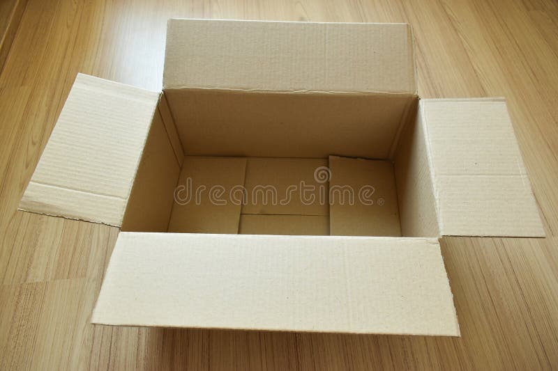 Brown Post Box Packaging Put on Wood Floor Stock Image - Image of floor ...