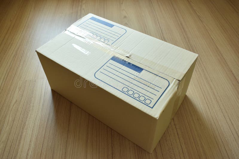 Brown Post Box Packaging Put on Wood Floor Stock Image - Image of post ...