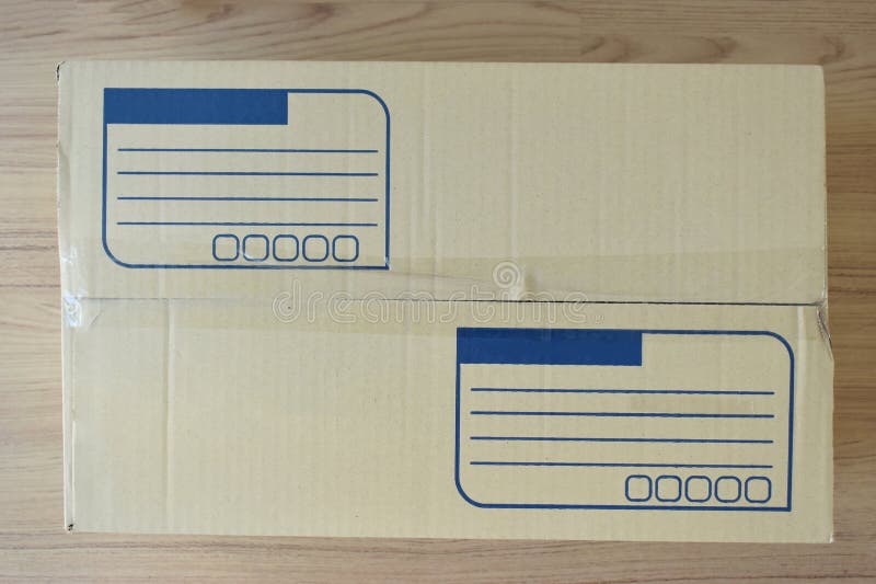 Brown Post Box Packaging Put on Wood Floor Stock Photo - Image of ...