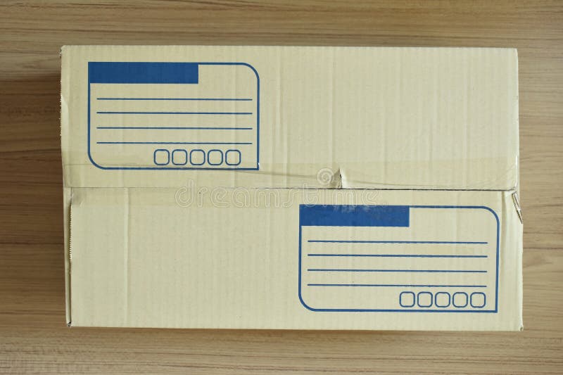 Brown Post Box Packaging Put on Wood Floor Stock Image - Image of ...