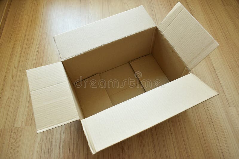 Brown Post Box Packaging Put on Wood Floor Stock Photo - Image of empty ...