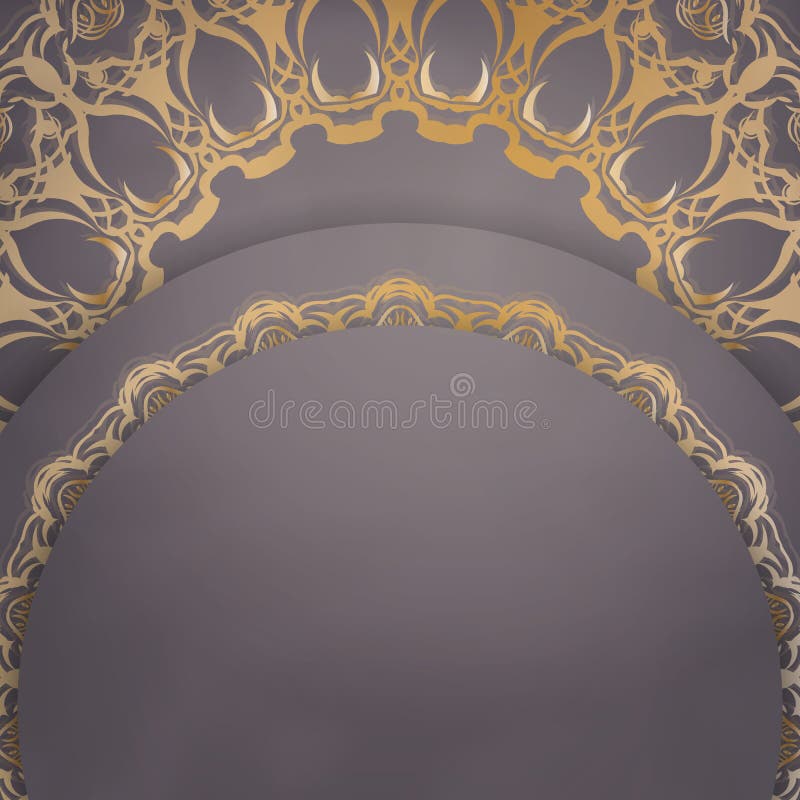 Brown Postcard with Indian Gold Ornaments Ready for Printing. Stock ...