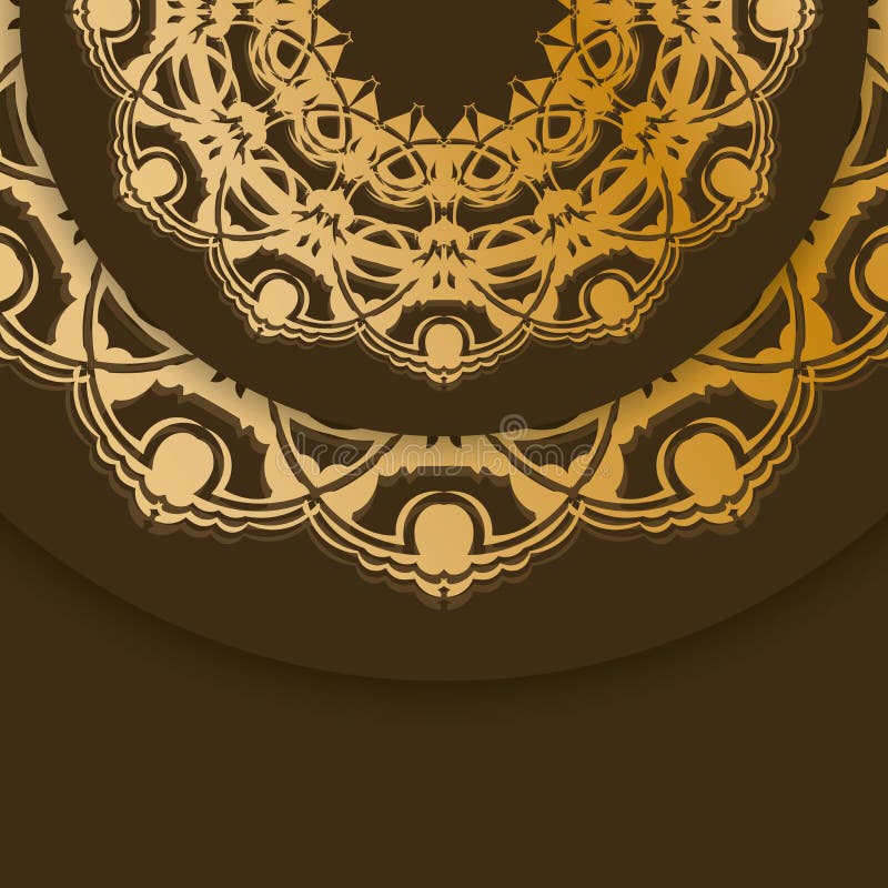 Brown Postcard with Indian Gold Pattern Prepared for Typography. Stock ...