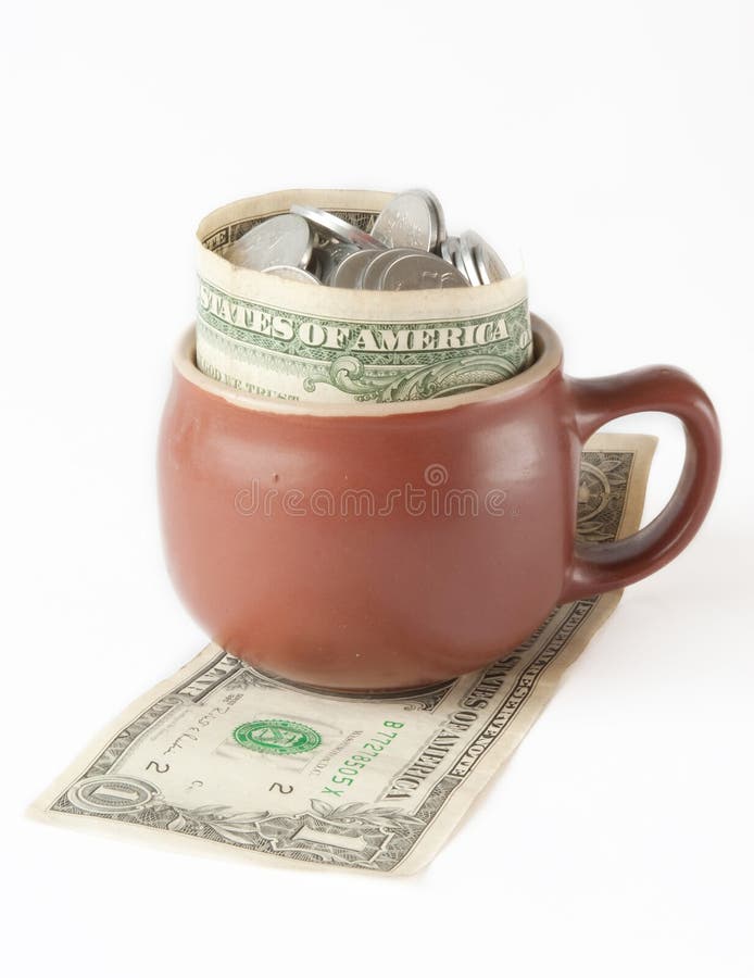 Brown Pot with Dollar and Coins Stock Photo - Image of iron, culture ...