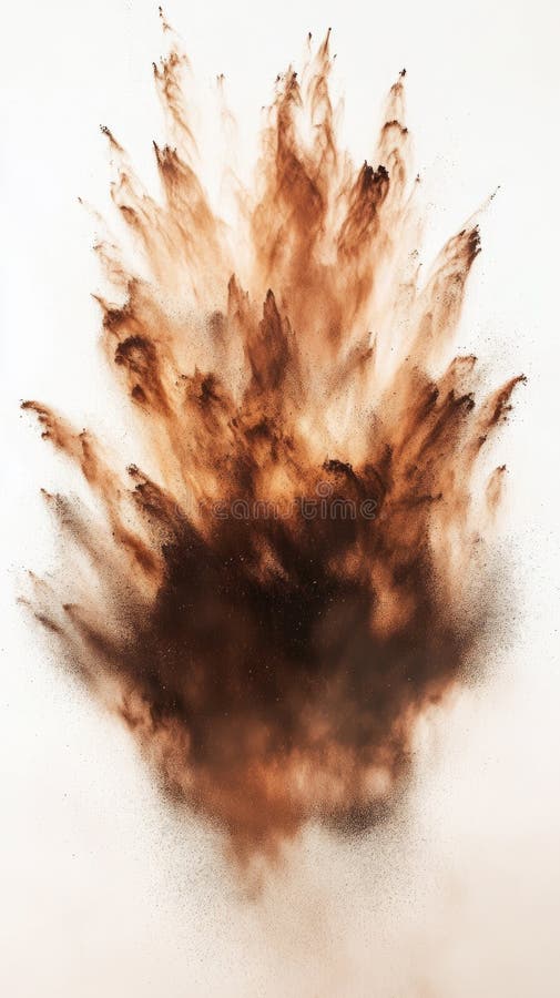 Brown Powder Explosion on White Background Stock Photo - Image of ...