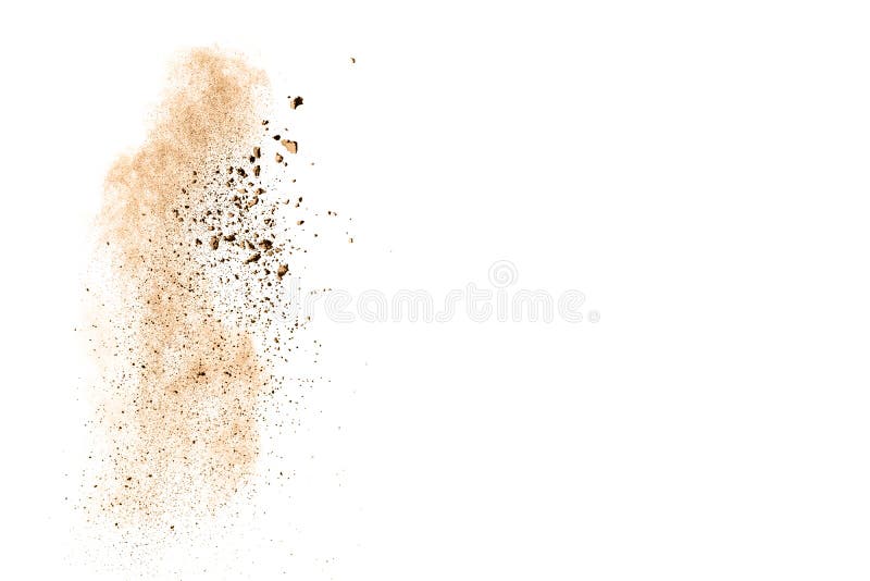 Abstract Brown Dust Explosion on Black Background.Brown Powder ...