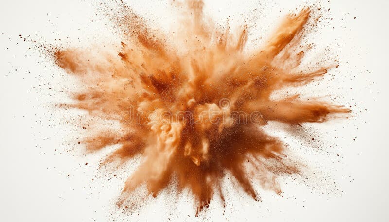 Brown Powder Explosion on White Background: Captivating Cloud of Dust ...