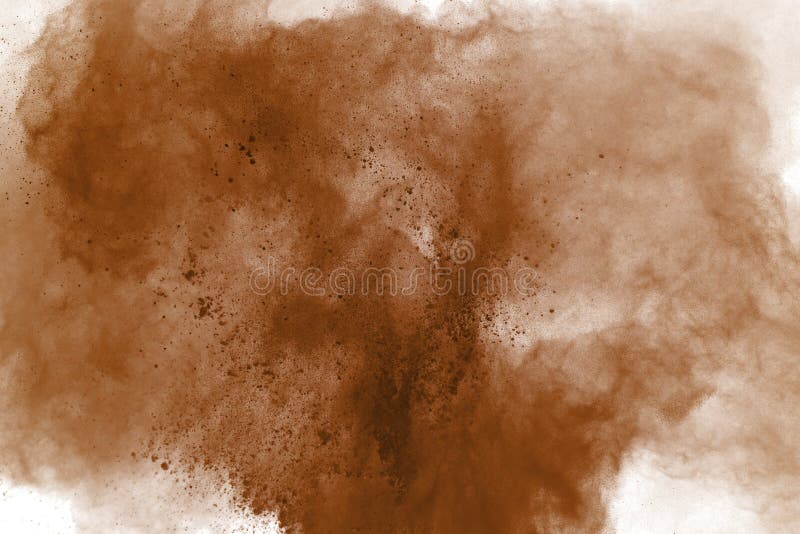 Brown Powder Explosion on White Background. Paint Holi Stock Photo ...