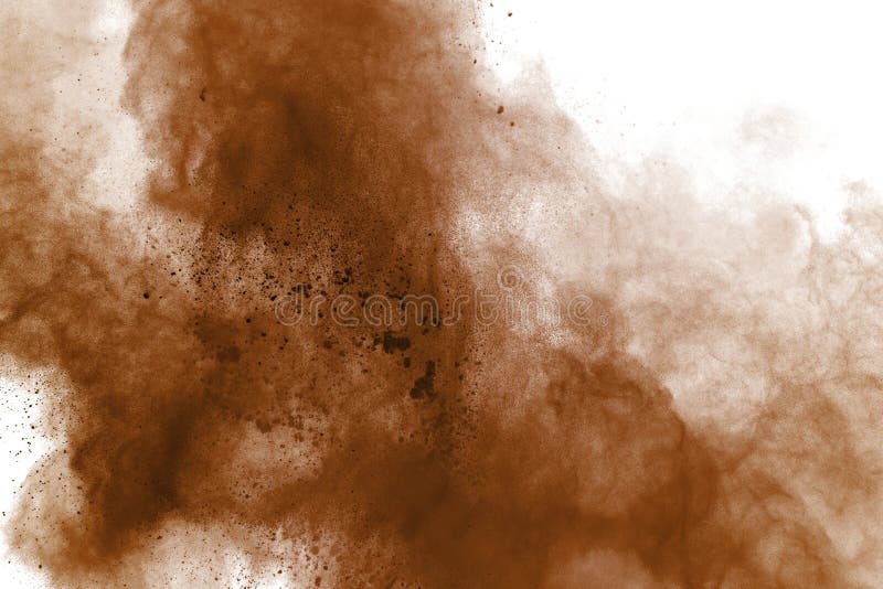 Brown Powder Explosion on White Background. Paint Holi Stock Photo ...