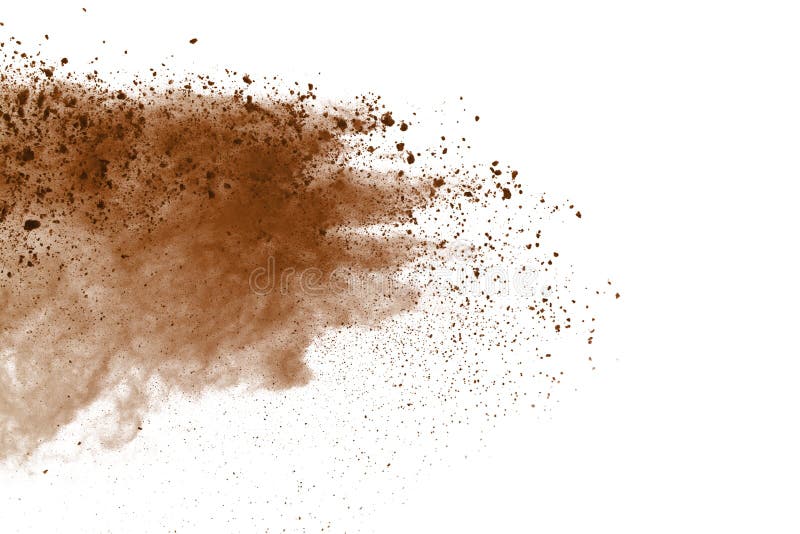 Brown Powder Explosion on White Background. Paint Holi Stock Photo ...