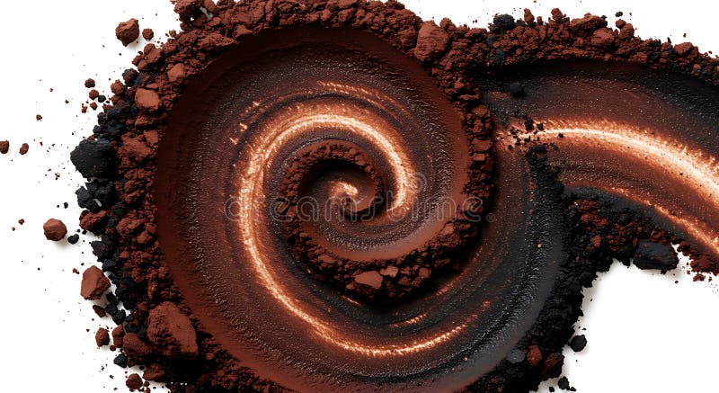 Brown Powdered Eyeshadow Forms a Spiral Pattern on a White Surface. the ...