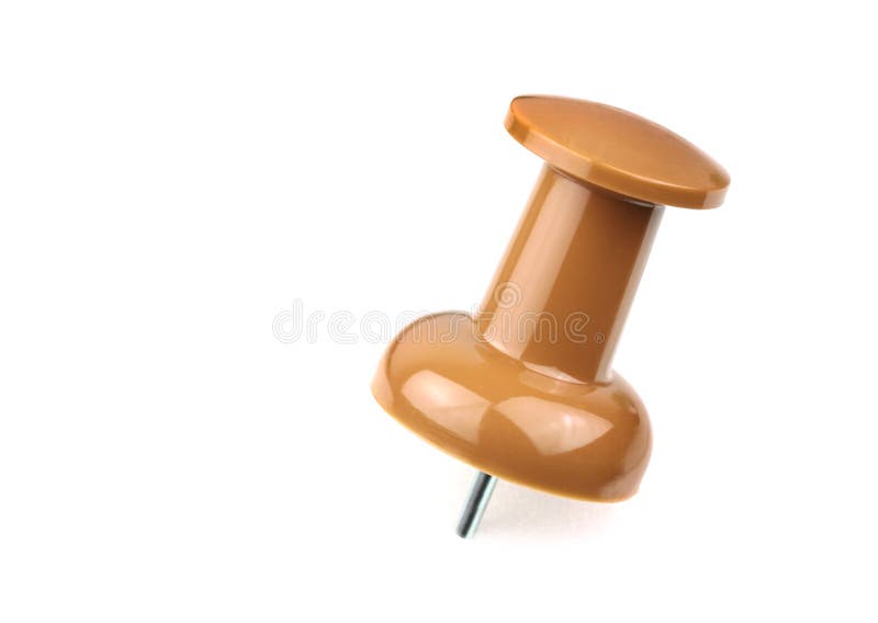 Brown Pushpin Isolated on White Background Stock Image - Image of ...