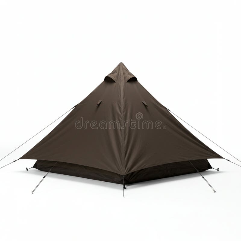 Brown, Pyramid-shaped Tent with a Central Peak and Outward-sloping ...